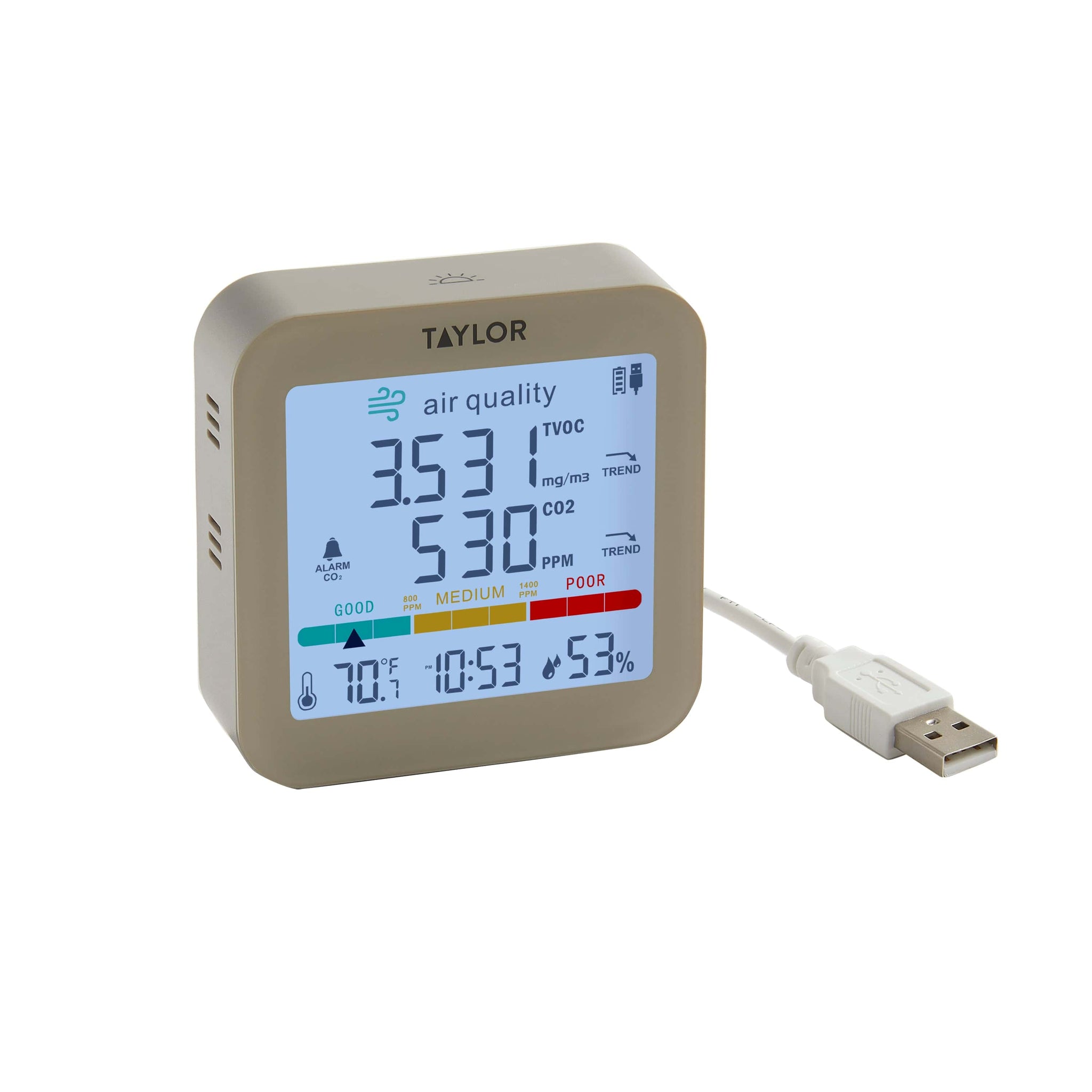 Digital Air Quality Monitor with USB Power Cord