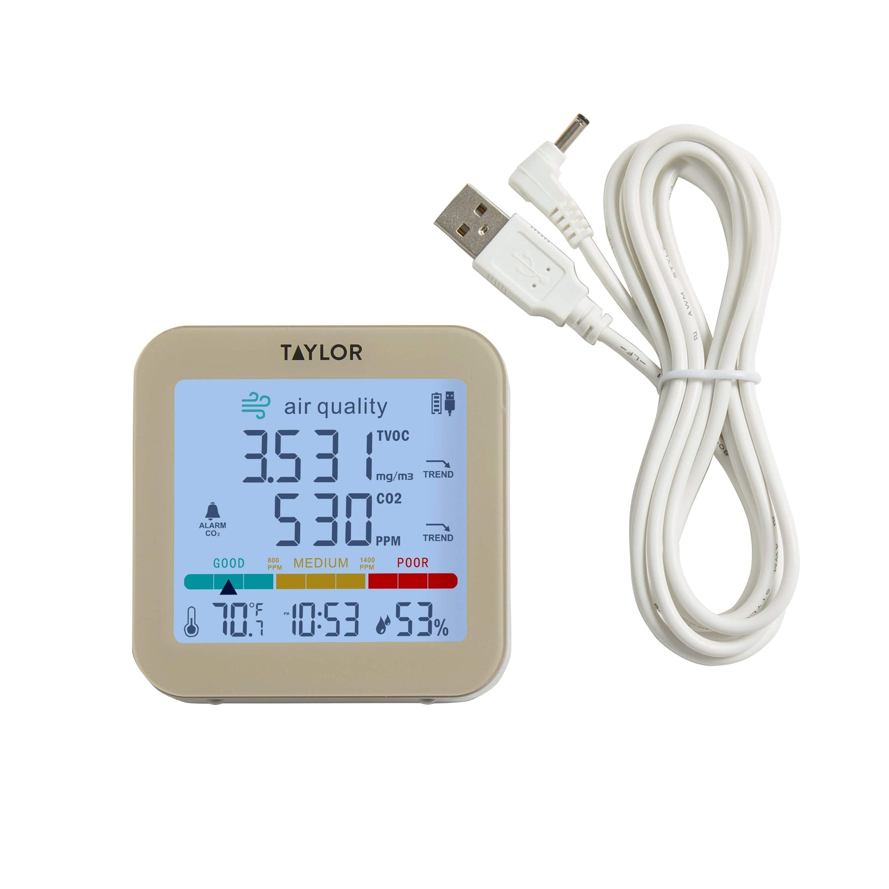 Digital Air Quality Monitor with USB Power Cord