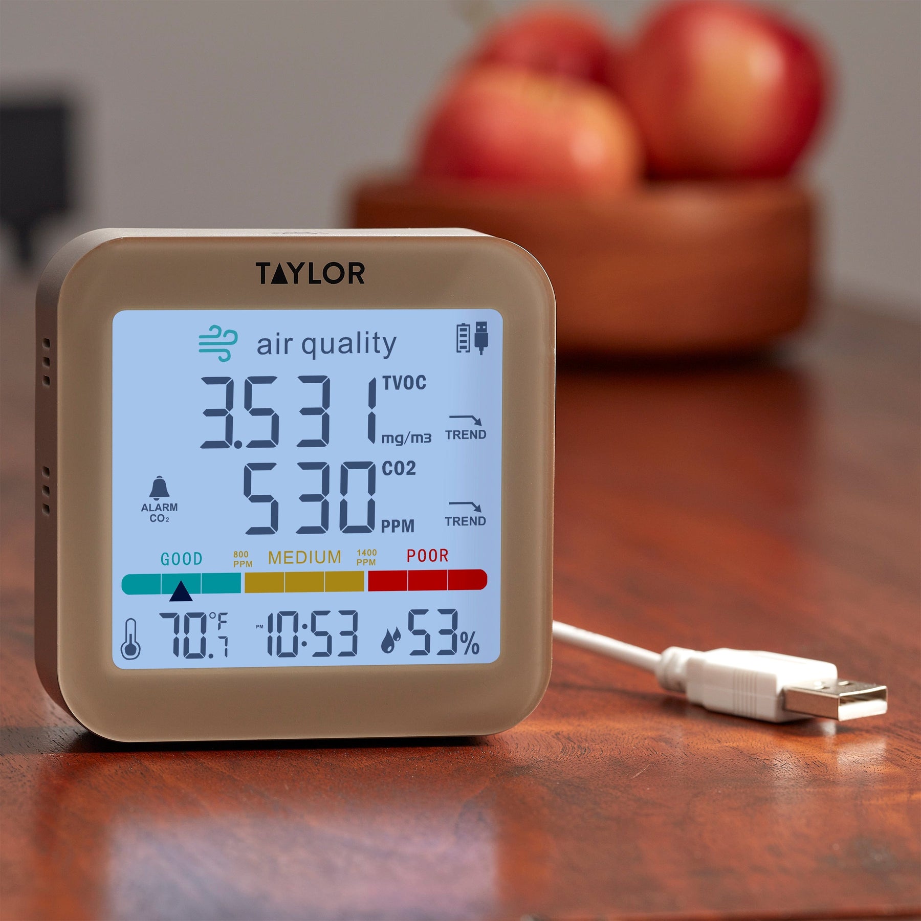 Digital Air Quality Monitor with USB Power Cord