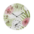 14" Pink Hibiscus Poly Resin Clock with Thermometer