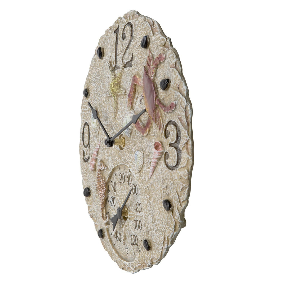 12" Seashells Thermometer with Clock
